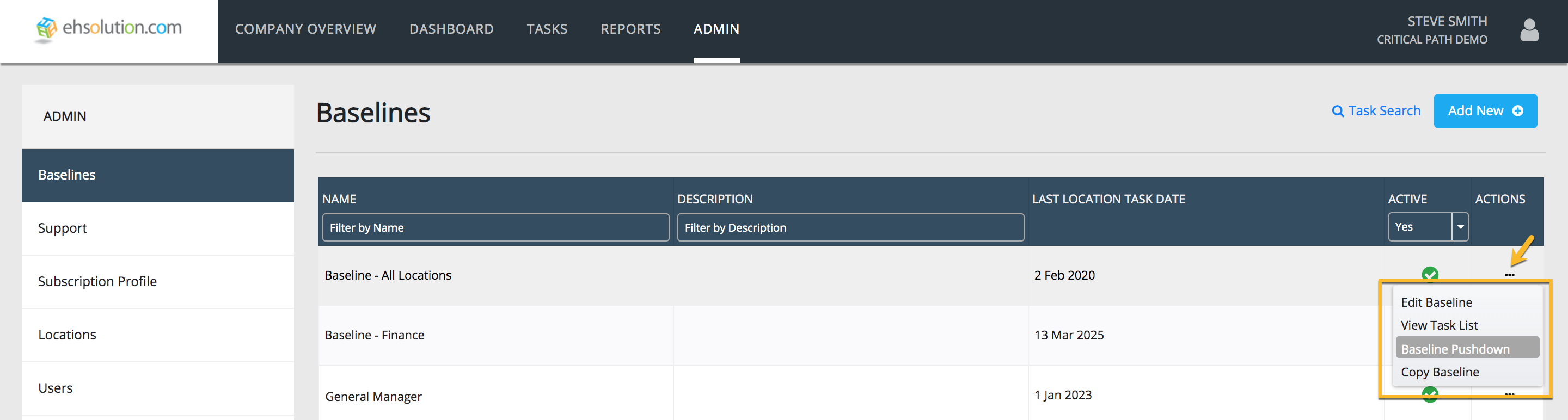 How do I assign or push a baseline to an existing location? – Pacer ...